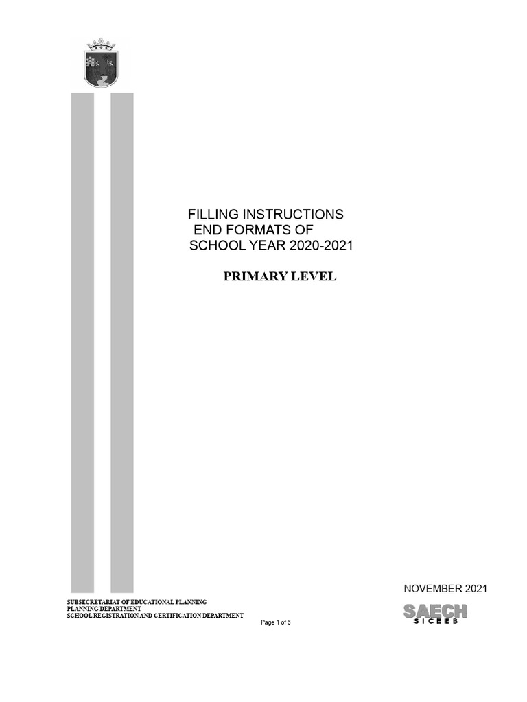 Filling Instructions For Primary Formats 2020-21 | PDF | Rounding