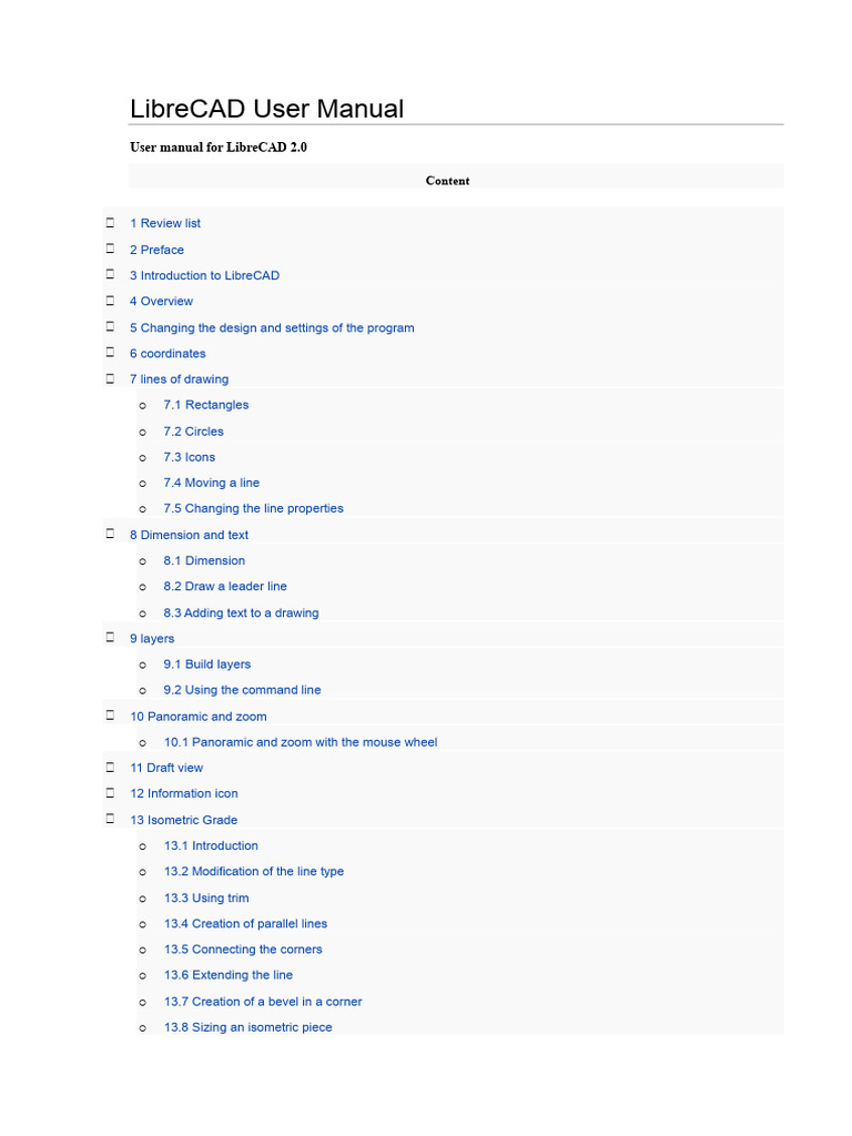 LibreCAD User Manual | PDF | Button (Computing) | Menu (Computing)