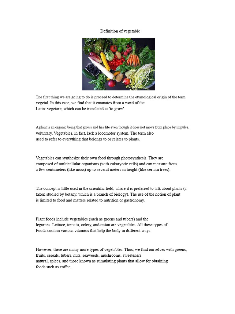 Definition of Vegetable | PDF | Vegetarianism | Veganism