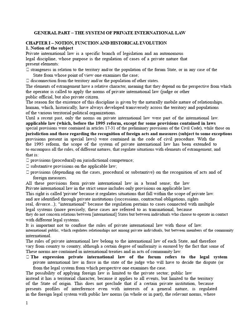 Summary of Private International Law | PDF | International Law ...