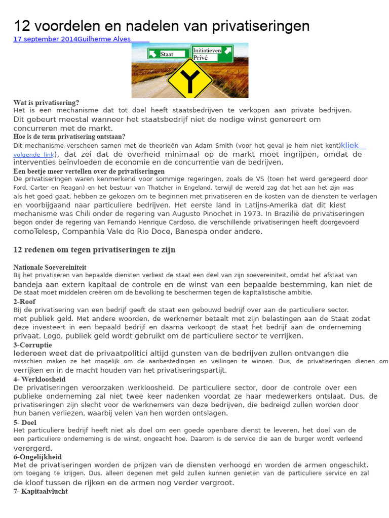 12 Voordelen en Nadelen Van Privatiseringen | PDF