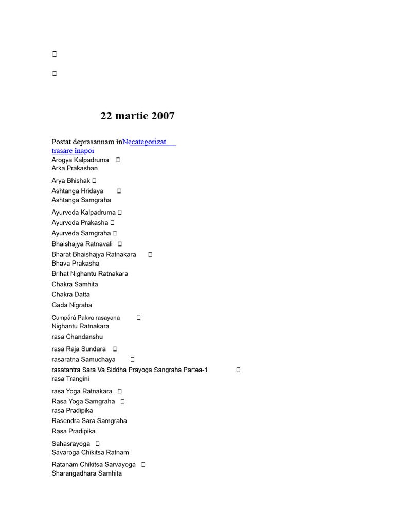 Ayurvedic Texts and References List | PDF