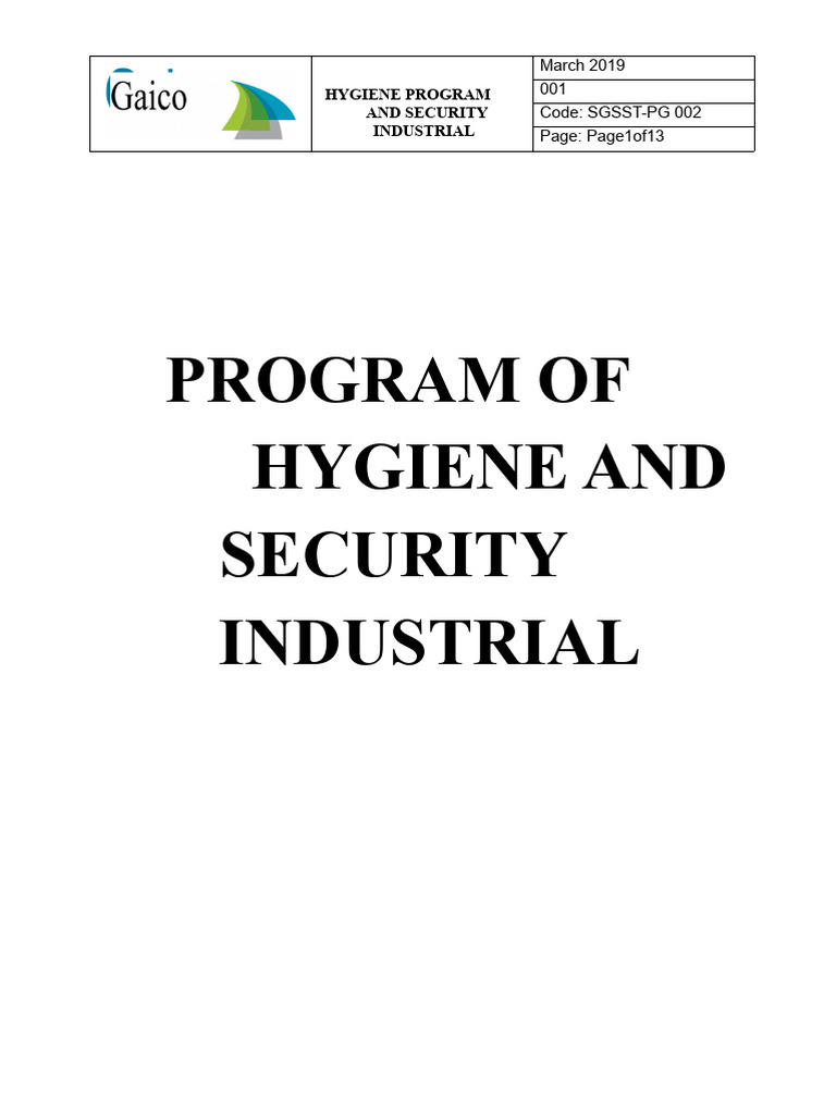 Industrial Hygiene and Safety Program | PDF | Occupational Safety And ...