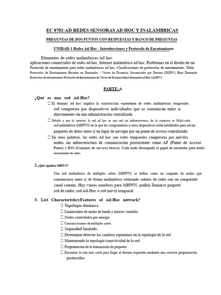 Redes Ad-Hoc: Protocolo y Aplicaciones | PDF | Red inalámbrica ad hoc ...