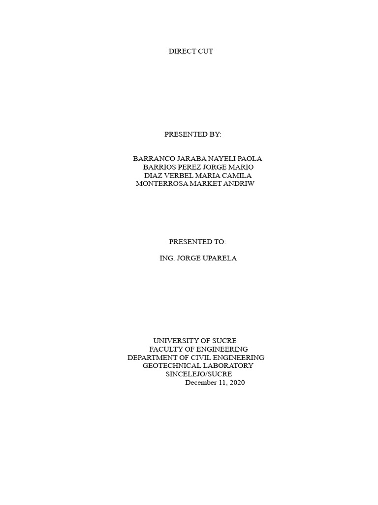 Direct Cut Test for Soil Shear Strength | PDF | Strength Of Materials ...