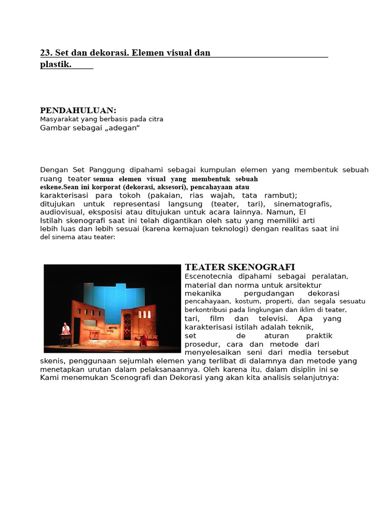 Elemen dan Jenis Dekorasi Teater | PDF