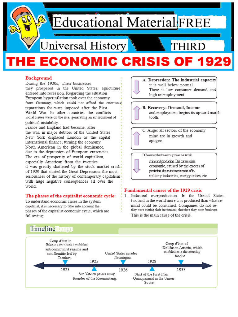 The Economic Crisis of 1929 For Third Year of Secondary School | PDF ...