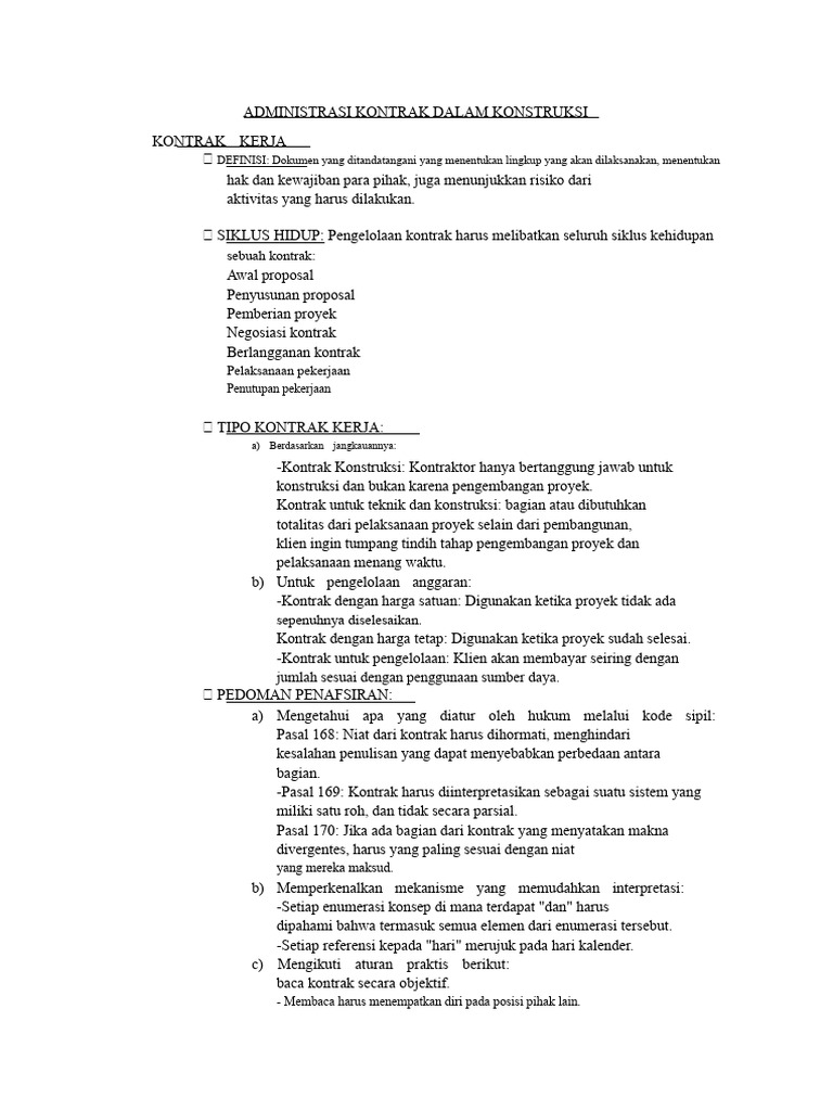 Panduan Administrasi Kontrak Konstruksi | PDF