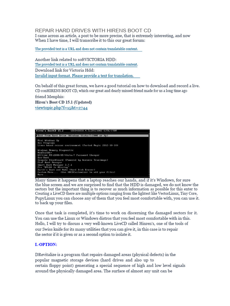Repair Hard Drives with Hiren's Boot | PDF | Windows Registry ...