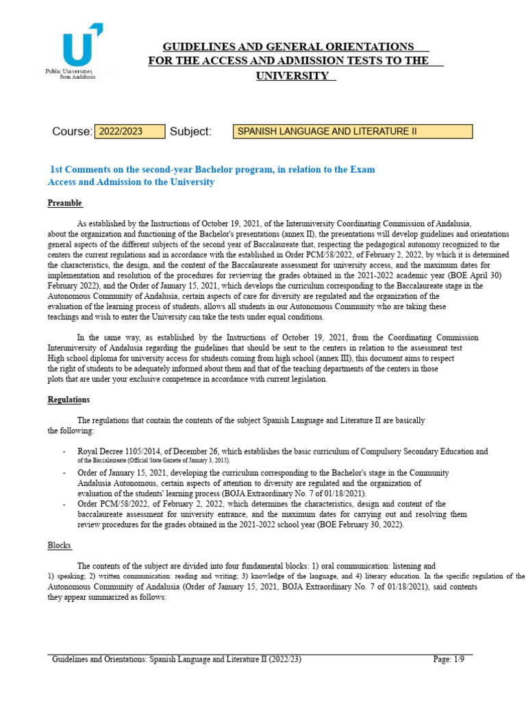 Spanish Language and Literature II | PDF | Semantics | Syntax