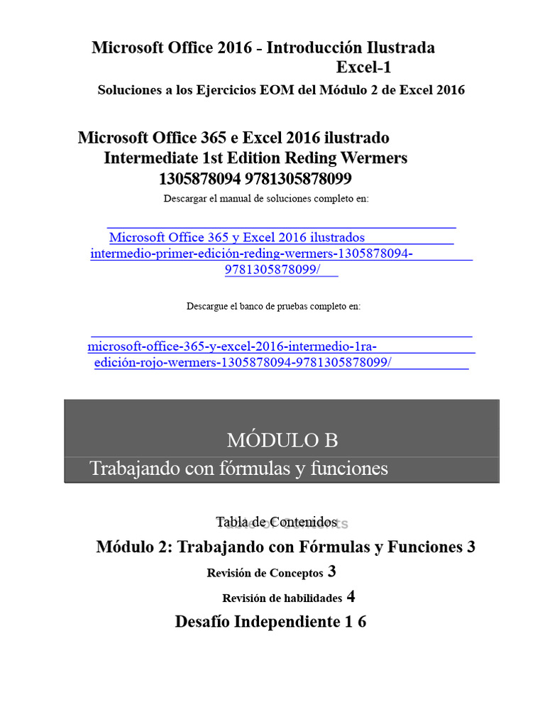 Manual de Soluciones Ilustrado de Microsoft Office 365 y Excel 2016 Intermedio 1ra Edición ...