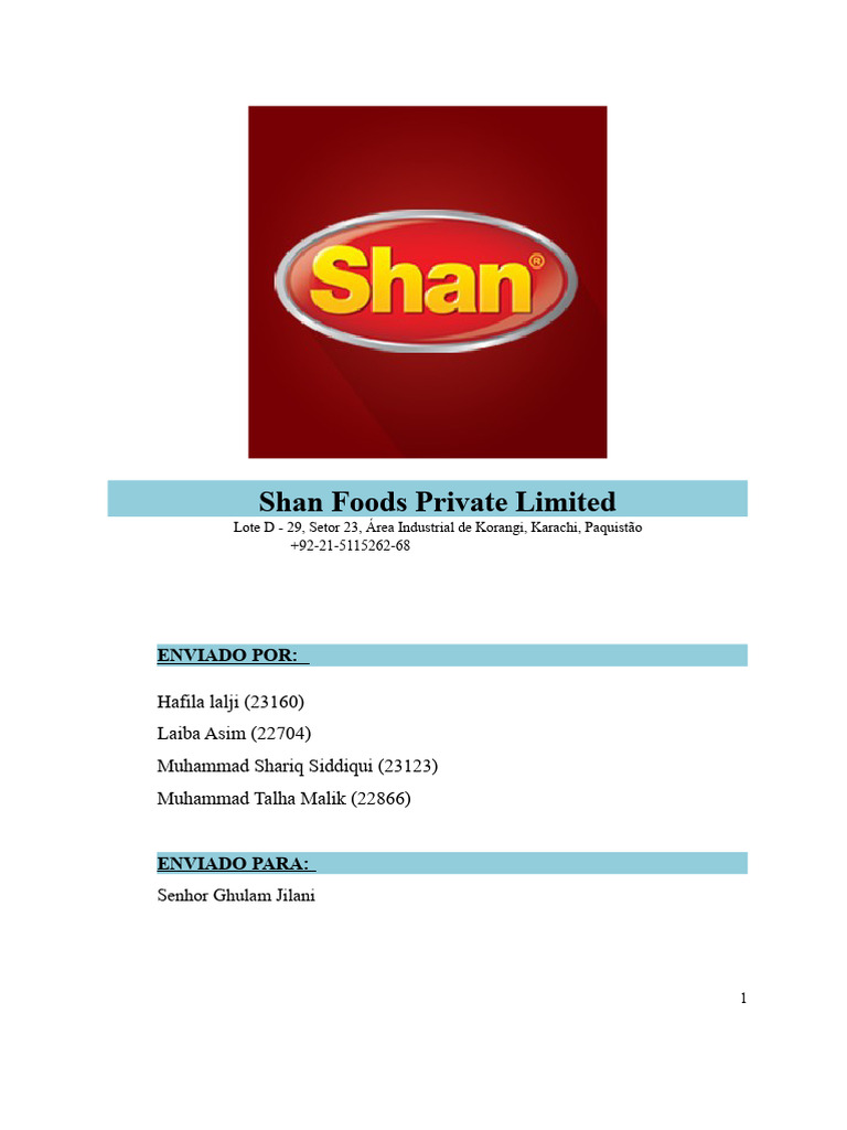 SHAN Relatório de Comida. Revisado 1 | PDF | Qualidade (negócios ...