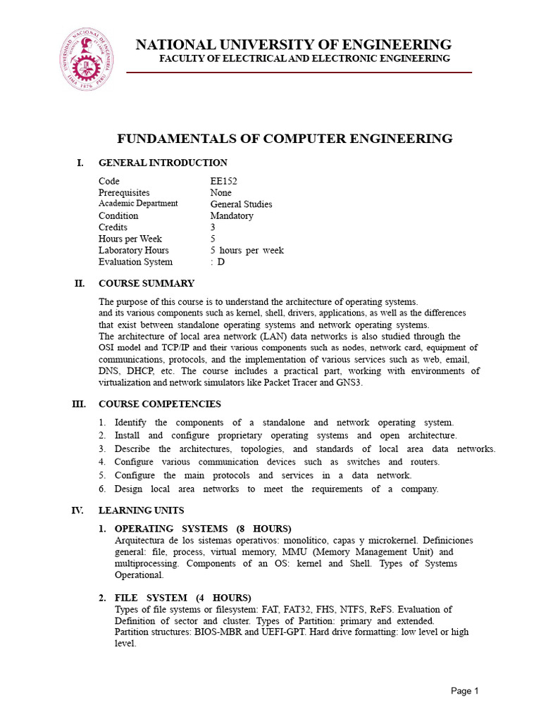 Ee152 - Fundamentals of Computer Engineering | PDF | Computer Network ...