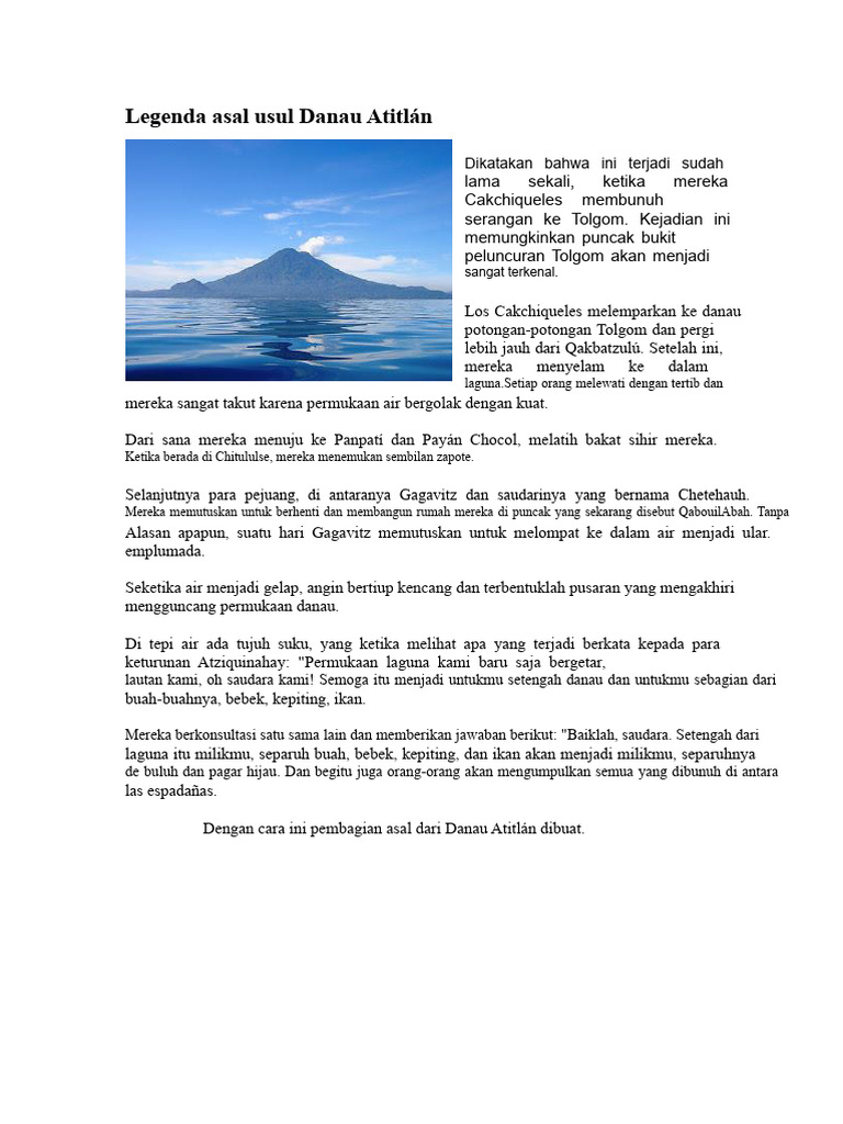 Legenda dan Fakta Danau Atitlán | PDF