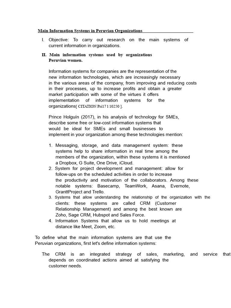 Key Information Systems in Peru's Organizations | PDF | Enterprise ...