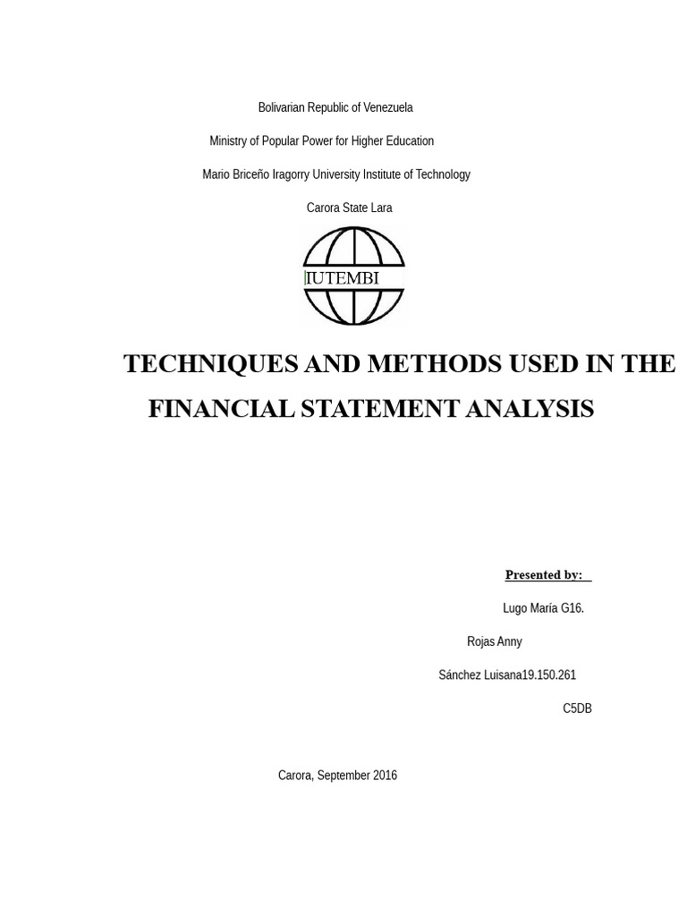 Techniques and Methods Used in Financial Statement Analysis | PDF ...