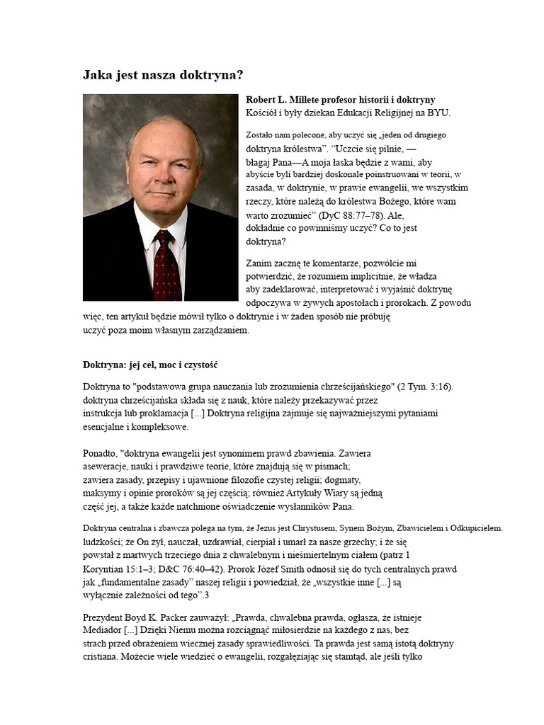 Jakie Jest Nasze Nauczanie - Robert L. Millet | PDF