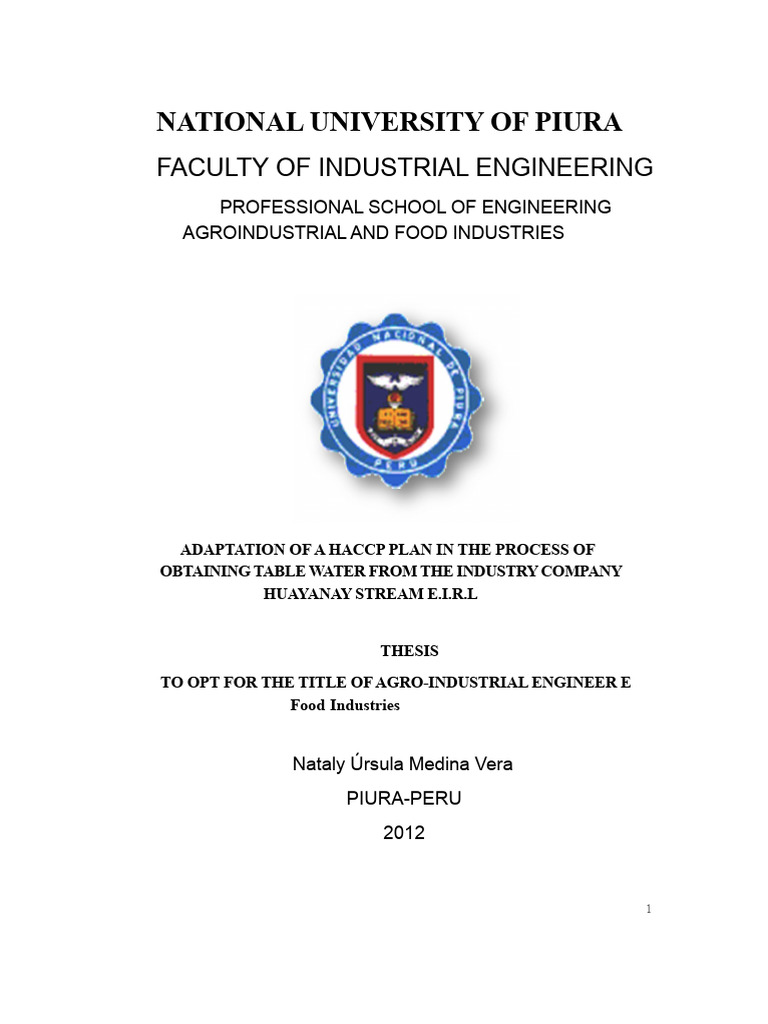 HACCP Plan for Table Water Production | PDF | Water | Oxide
