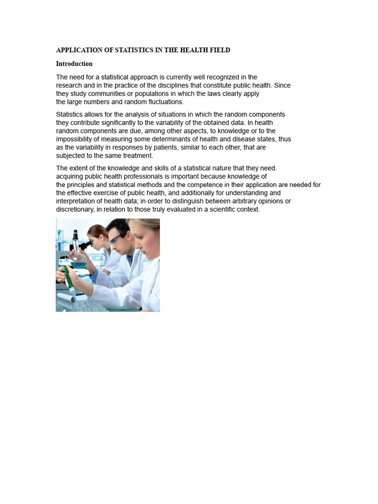 Statistics in Public Health Applications | PDF | Statistics | Estimator