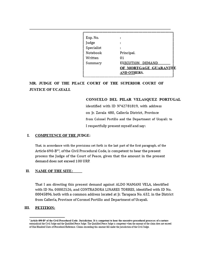 Demand For Execution of Mortgage Guarantee | PDF | Mortgages | Lawsuit