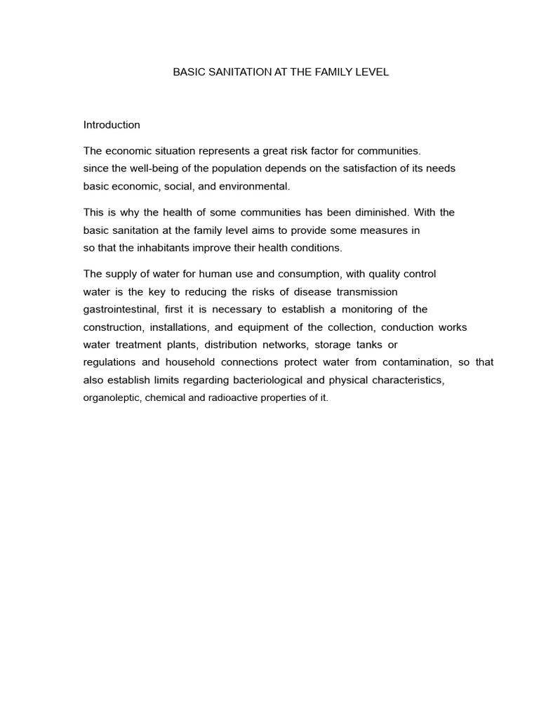 Family-Level Basic Sanitation Guide | PDF | Drinking Water | Sanitation
