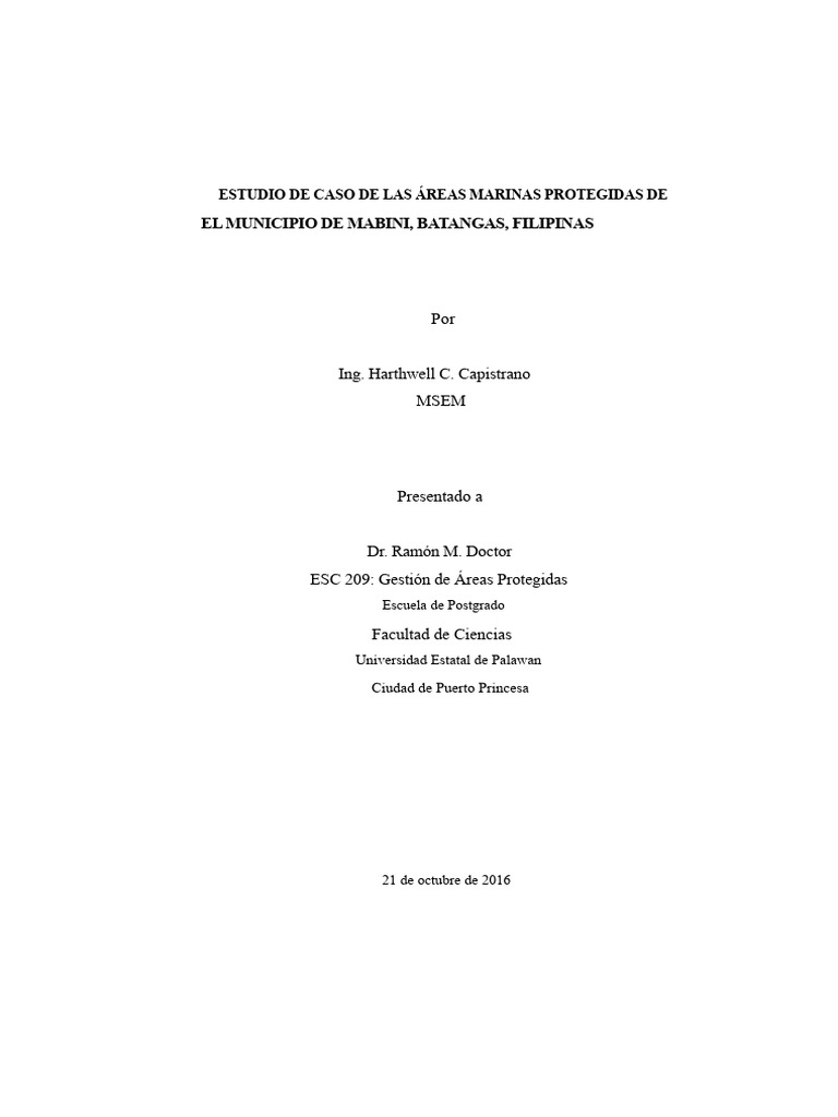 UN ESTUDIO DE CASO Área Protegida de Filipinas | PDF | Arrecife de ...