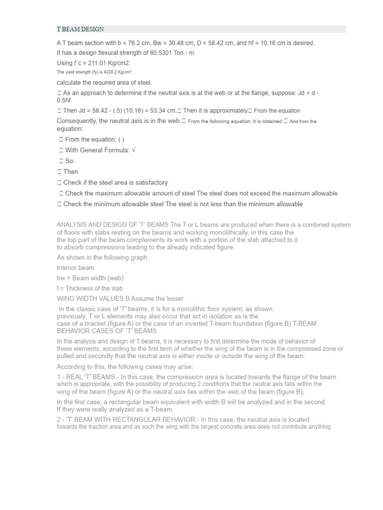 T Beam Design and Analysis Guide | PDF | Beam (Structure) | Structural ...