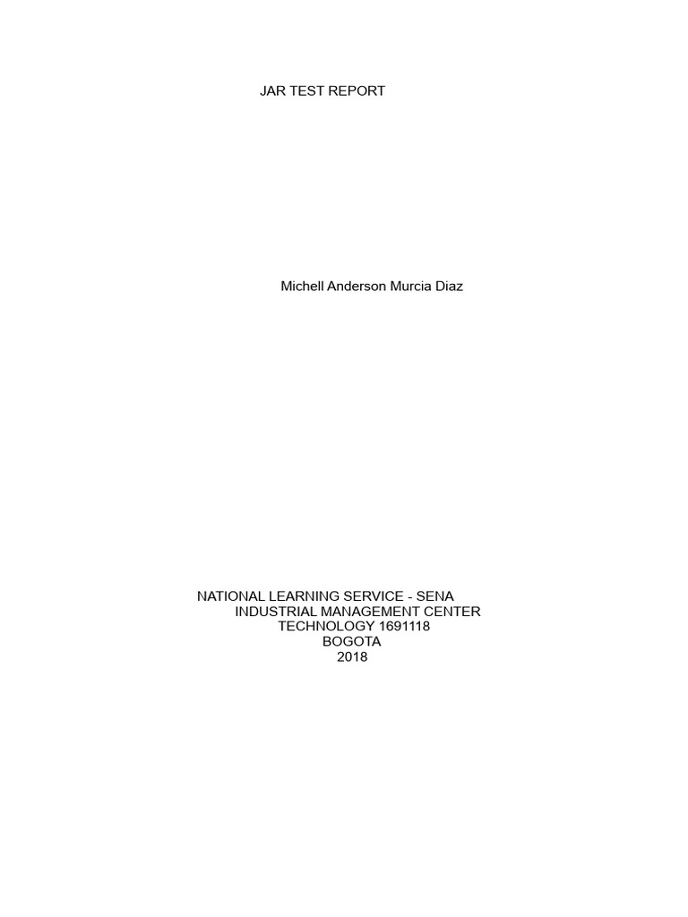 Jar Test Report for Water Treatment | PDF | Chemistry | Physical Sciences