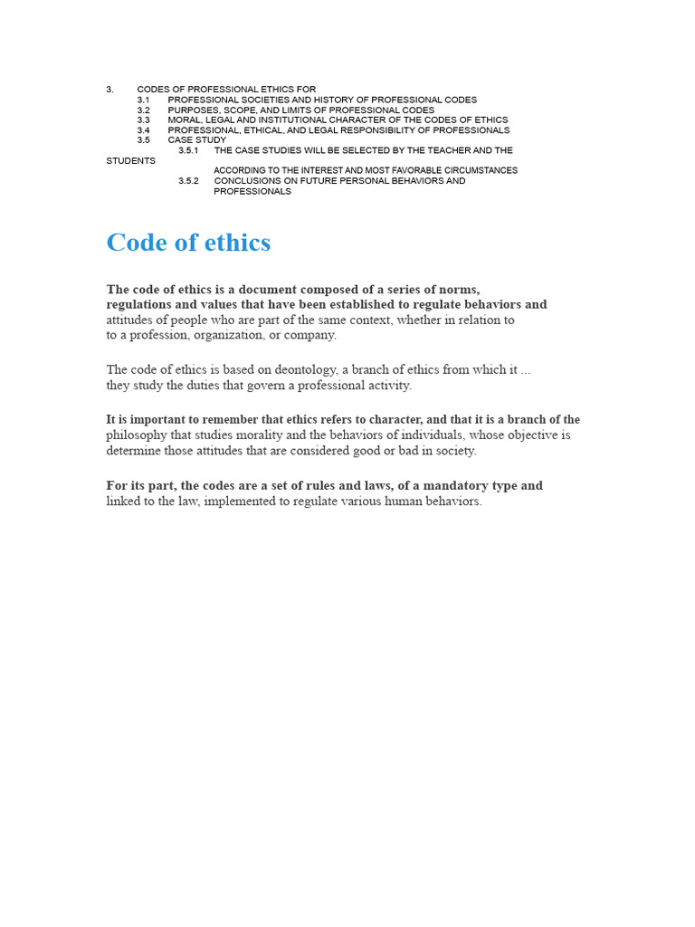 Unit 3 Codes of Professional Ethics | PDF | Value (Ethics) | Integrity
