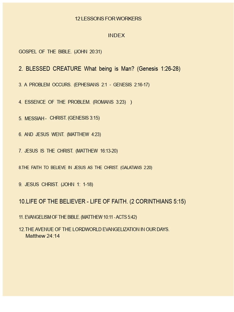 12 Lessons For Workers Global Evangelization | PDF | Jesus | Gospel Of ...
