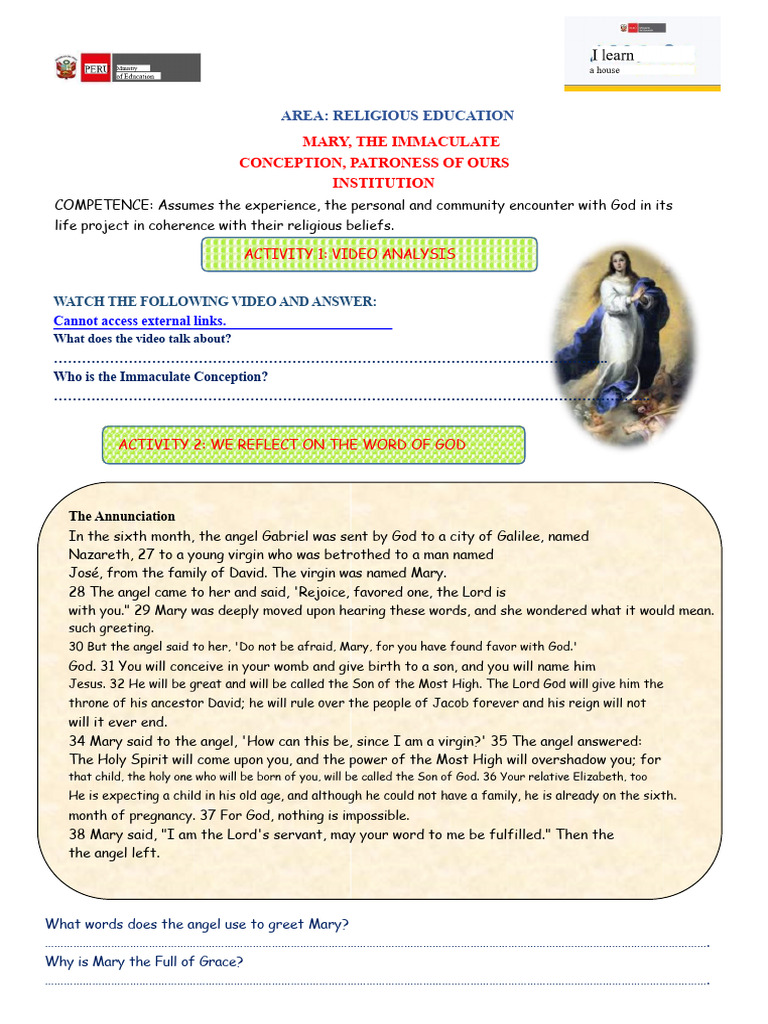 The Immaculate Conception, Patroness of Our Institution Vi Cycle | PDF ...
