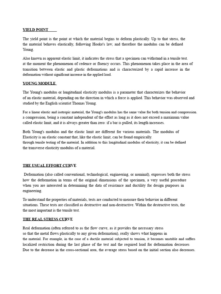 Yield Point | PDF | Deformation (Engineering) | Young's Modulus