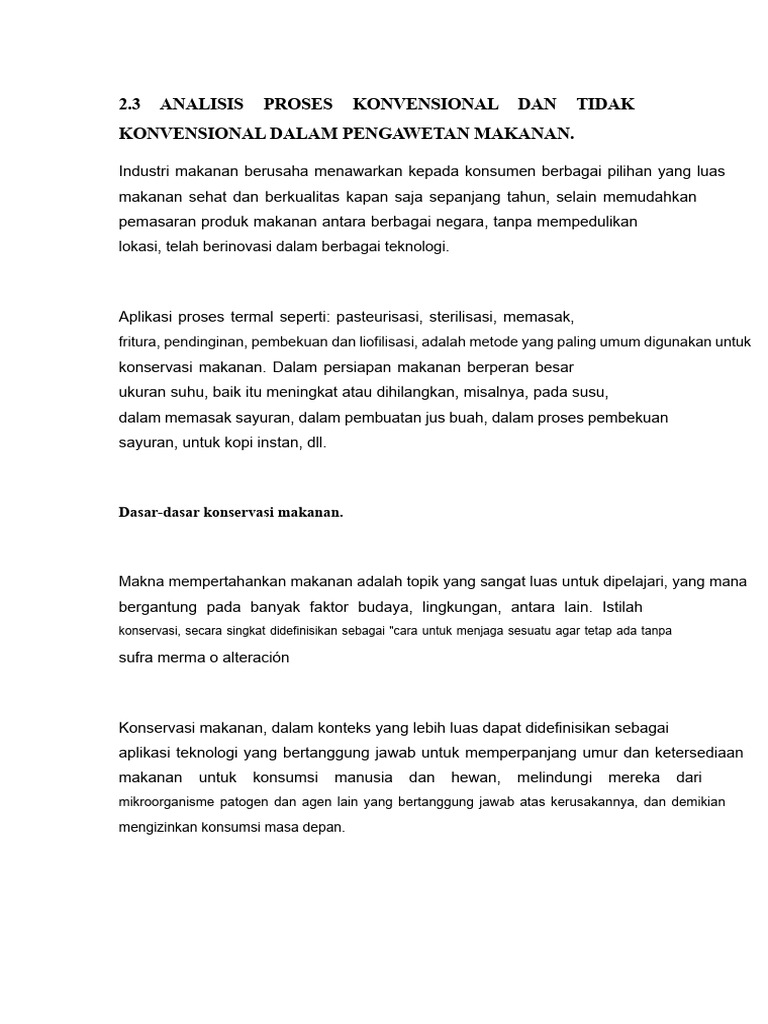 2.3 Analisis Proses Konvensional Dan Non-Konvensional Dalam Konservasi ...