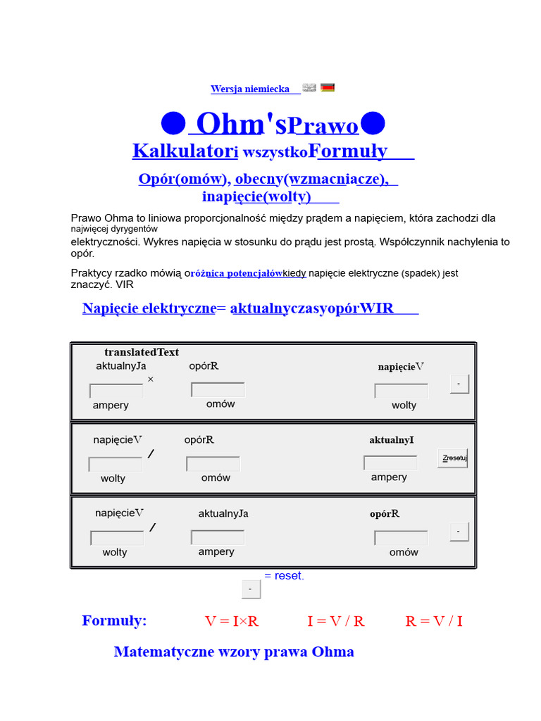 Wzór Na Opór | PDF