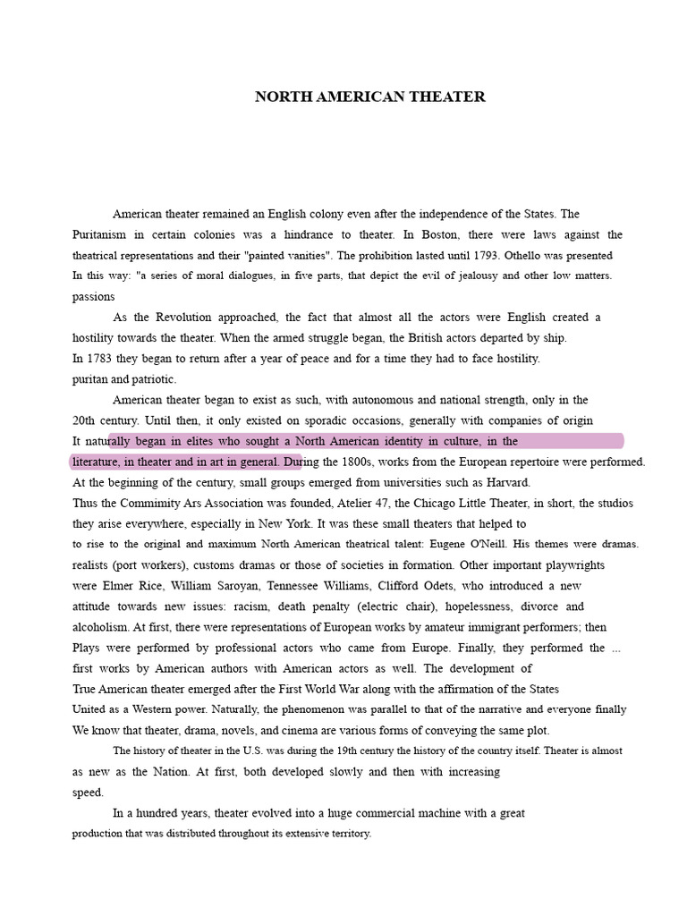 North American Theater | PDF | Theatre | Eugene O'neill