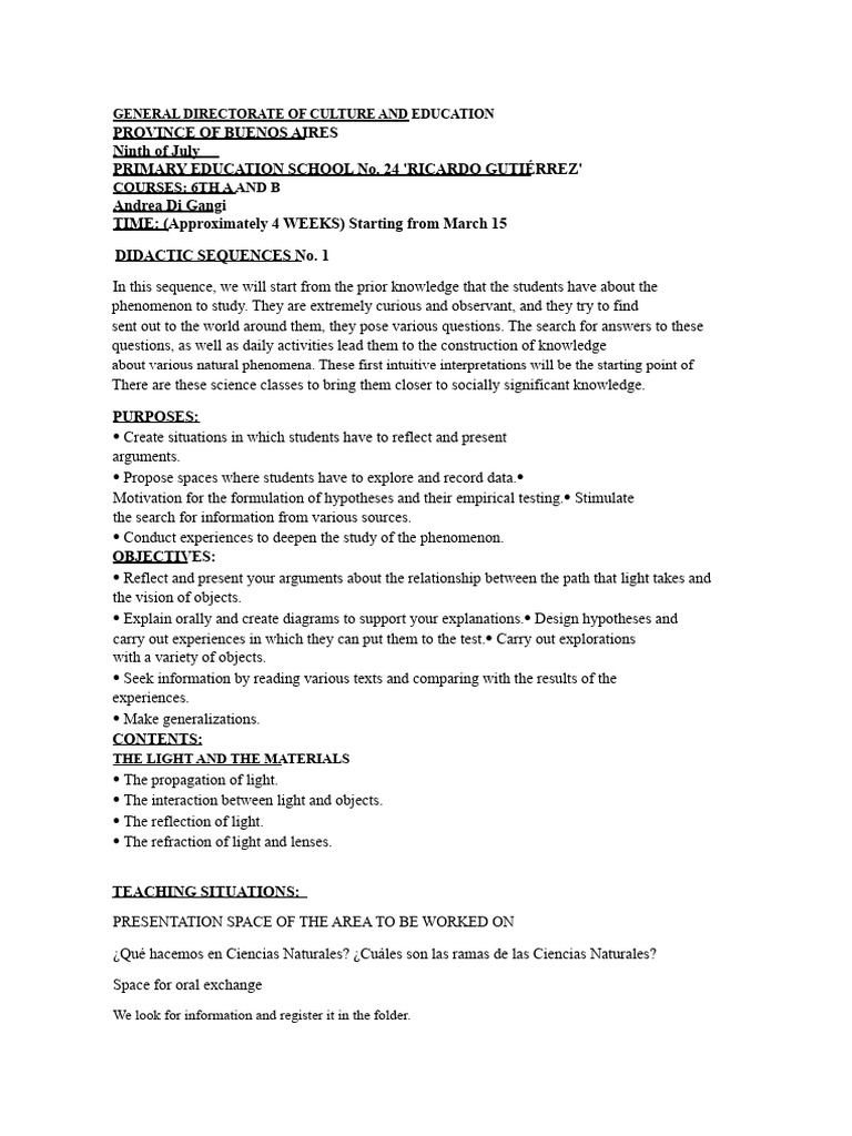 Light and Materials: 6th Grade Science Unit | PDF | Light | Science
