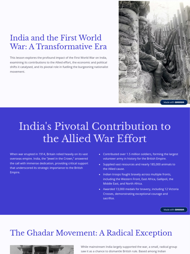 India's Role in WWI and Nationalism | PDF | British Raj | British Empire