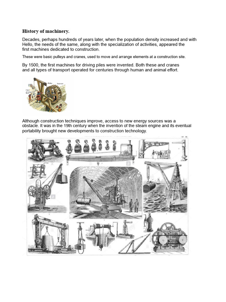 Evolution of Construction Machinery History | PDF | Tractor | Machines