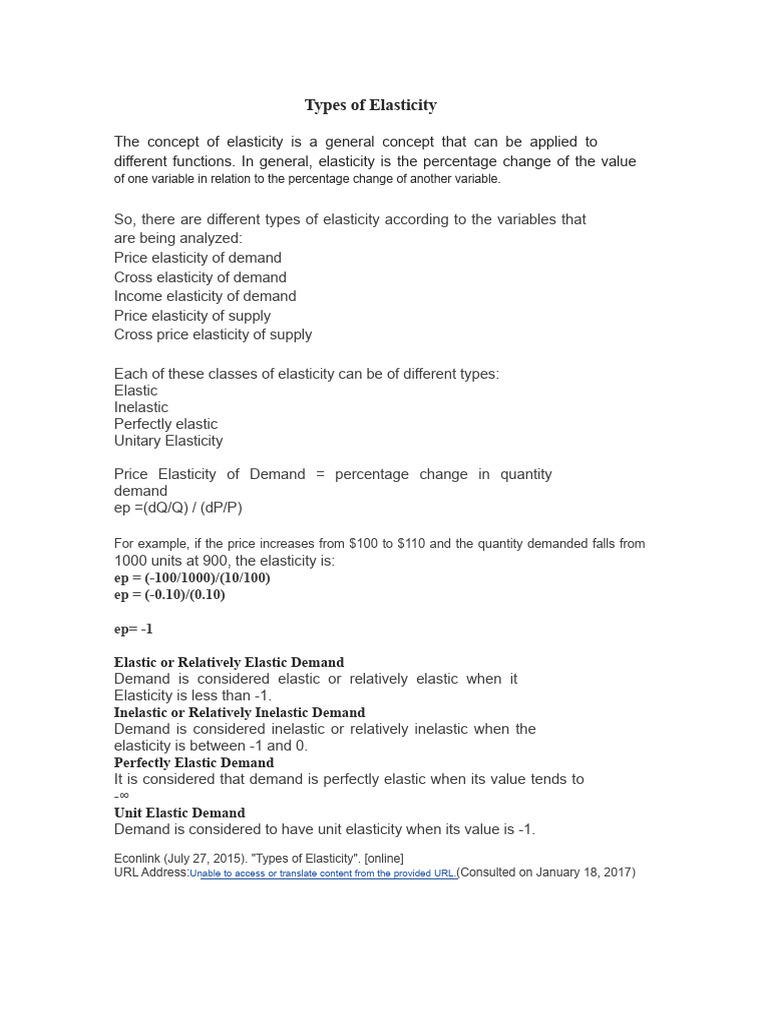 Understanding Types of Elasticity | PDF | Elasticity (Economics) | Demand
