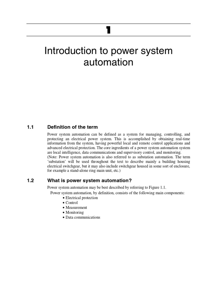 1 - Introduction To Power System Automation | PDF | Scada | Automation
