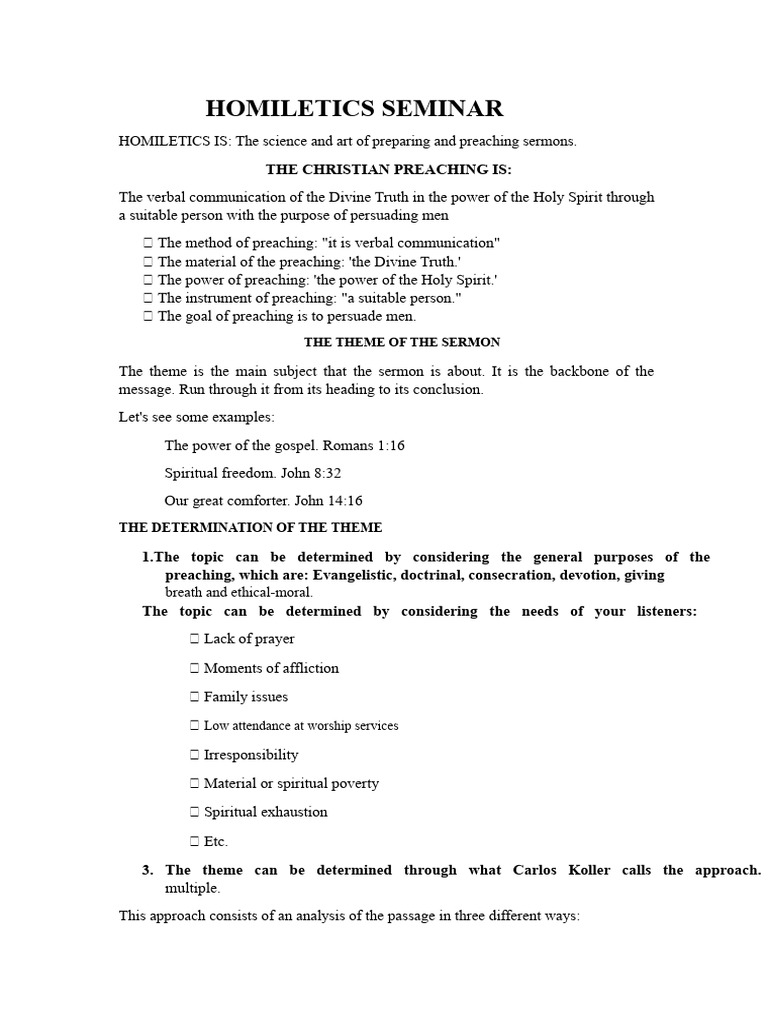 Homiletics Seminar | PDF | Sermon | Expository Preaching