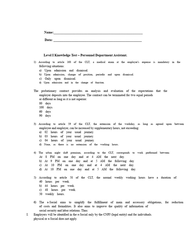 Auxiliary DP Selection Test | PDF | Employment | Working Time