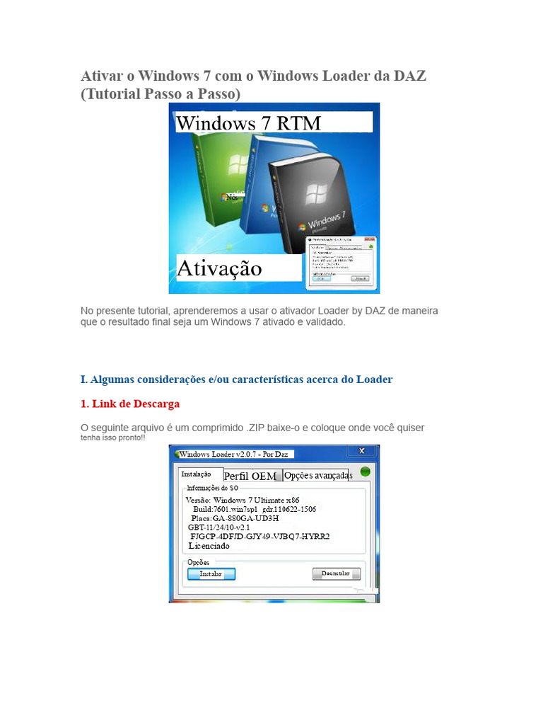 Ativar o Windows 7 Com o Windows Loader | PDF | Windows 7 | Microsoft ...