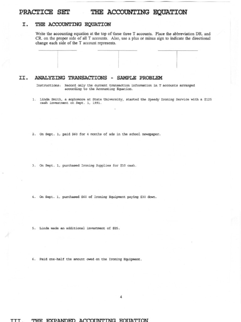 Accounting Equation Practice Set | PDF