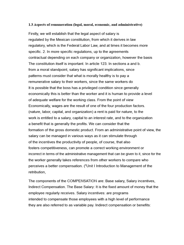 1.2 Elements of Remuneration, Typology and Concepts | PDF | Salary ...