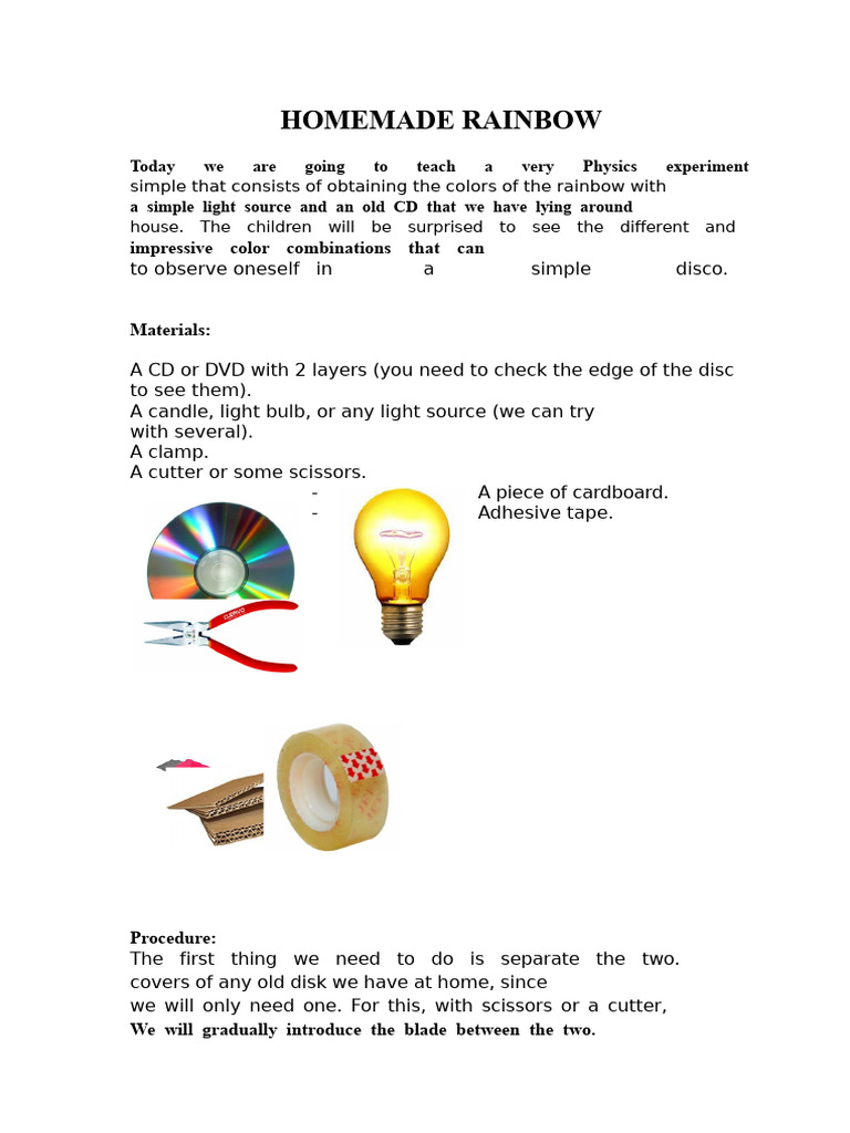 DIY Rainbow Experiment for Kids | PDF | Light | Compact Disc