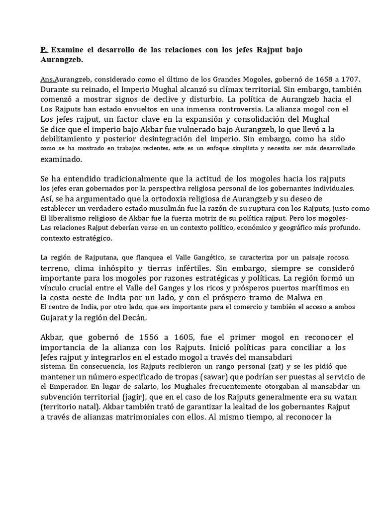 Relación Entre Aurangzeb y Los Rajputs | PDF | Imperio mogol