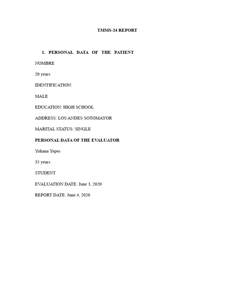 TMMS-24 Emotional Evaluation Report | PDF | Feeling | Emotions