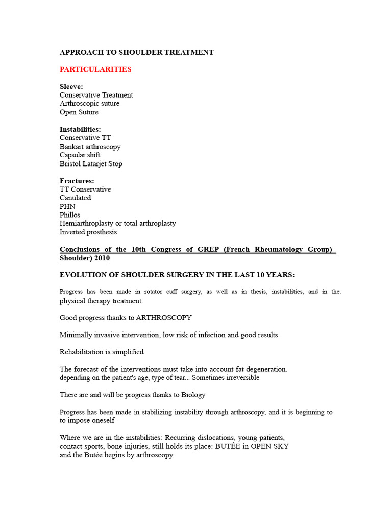 Approach To Shoulder Treatment | PDF | Shoulder | Physical Therapy