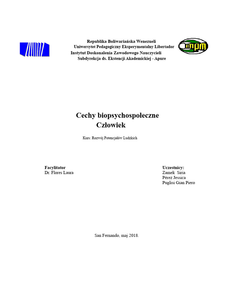 Biopsychospołeczne Cechy Człowieka | PDF